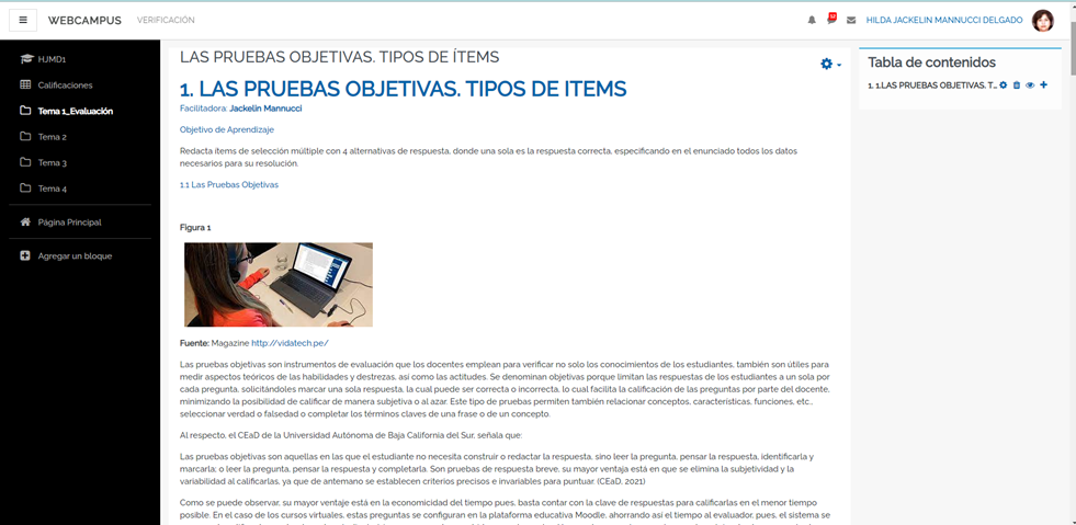 Clase:LAS PRUEBAS OBJETIVAS. TIPOS DE ÍTEMS