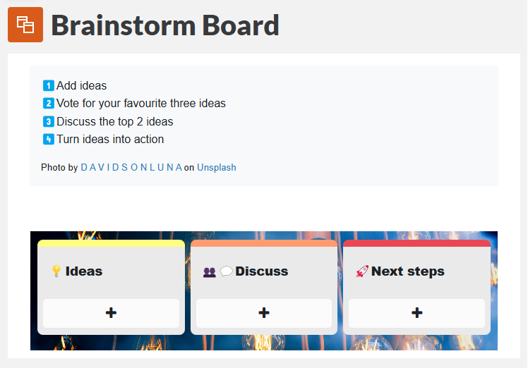 Brainstorm Board Activity
